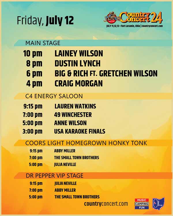 Country Concert Schedule